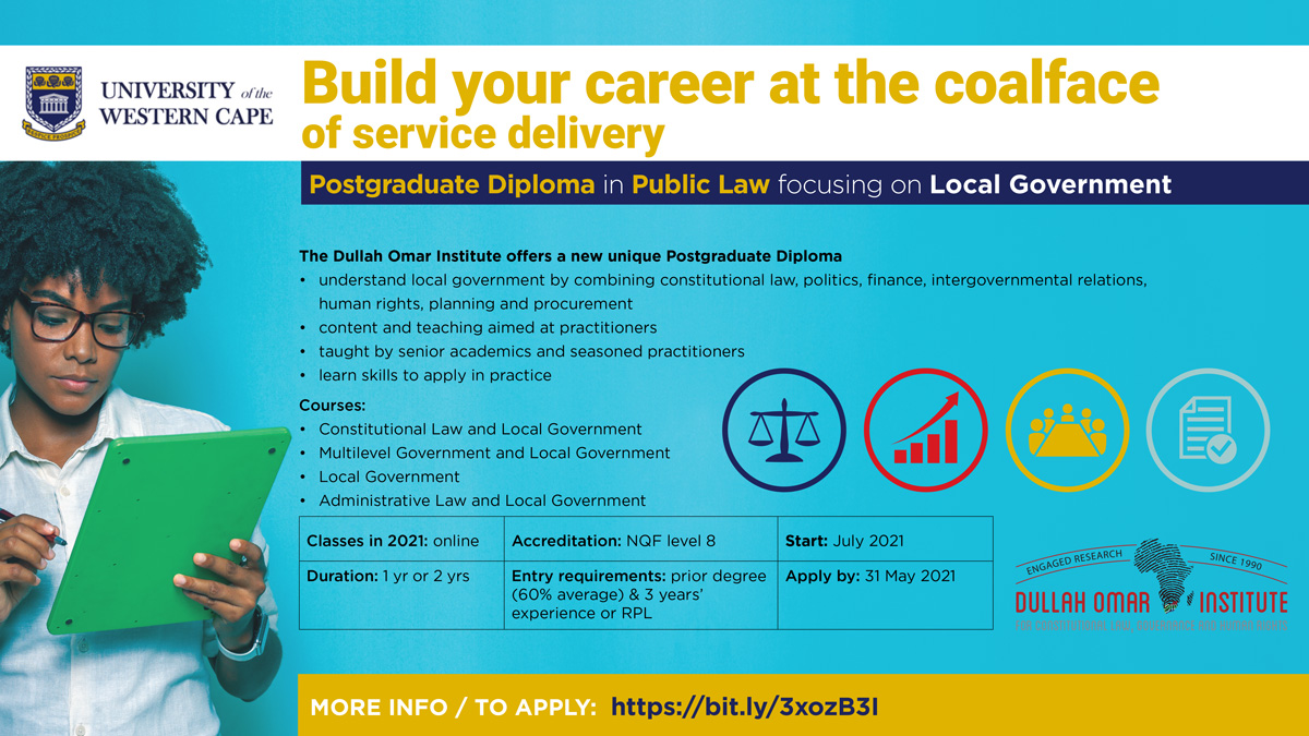 Postgraduate Diploma In Public Law Focusing On Local Government Dullah Omar Institute postgraduate-diploma-in-public-law-focusing-on-local-government-dullah-omar-institute